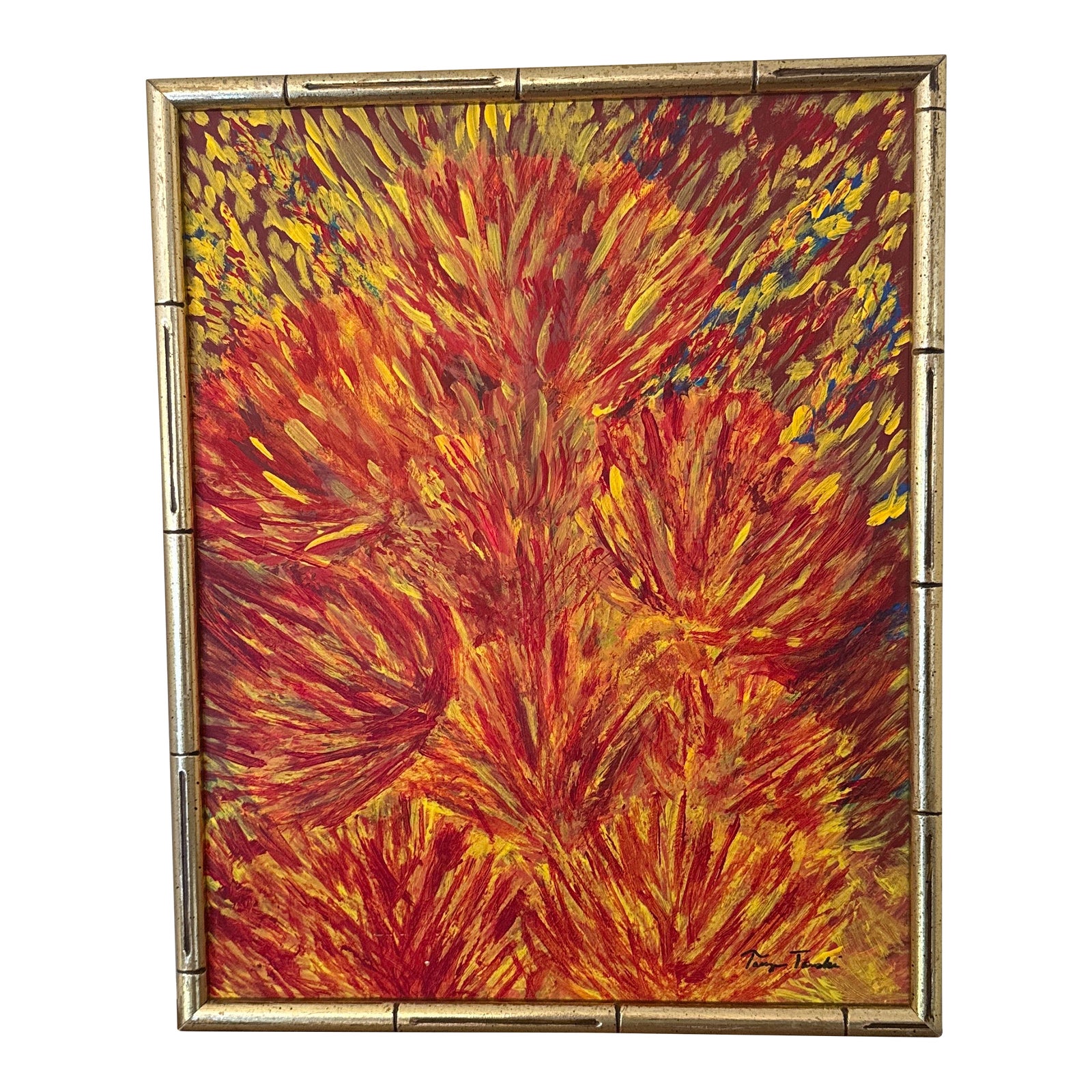 1970s Vintage Abstract Painting on Canvas Signed | Chairish