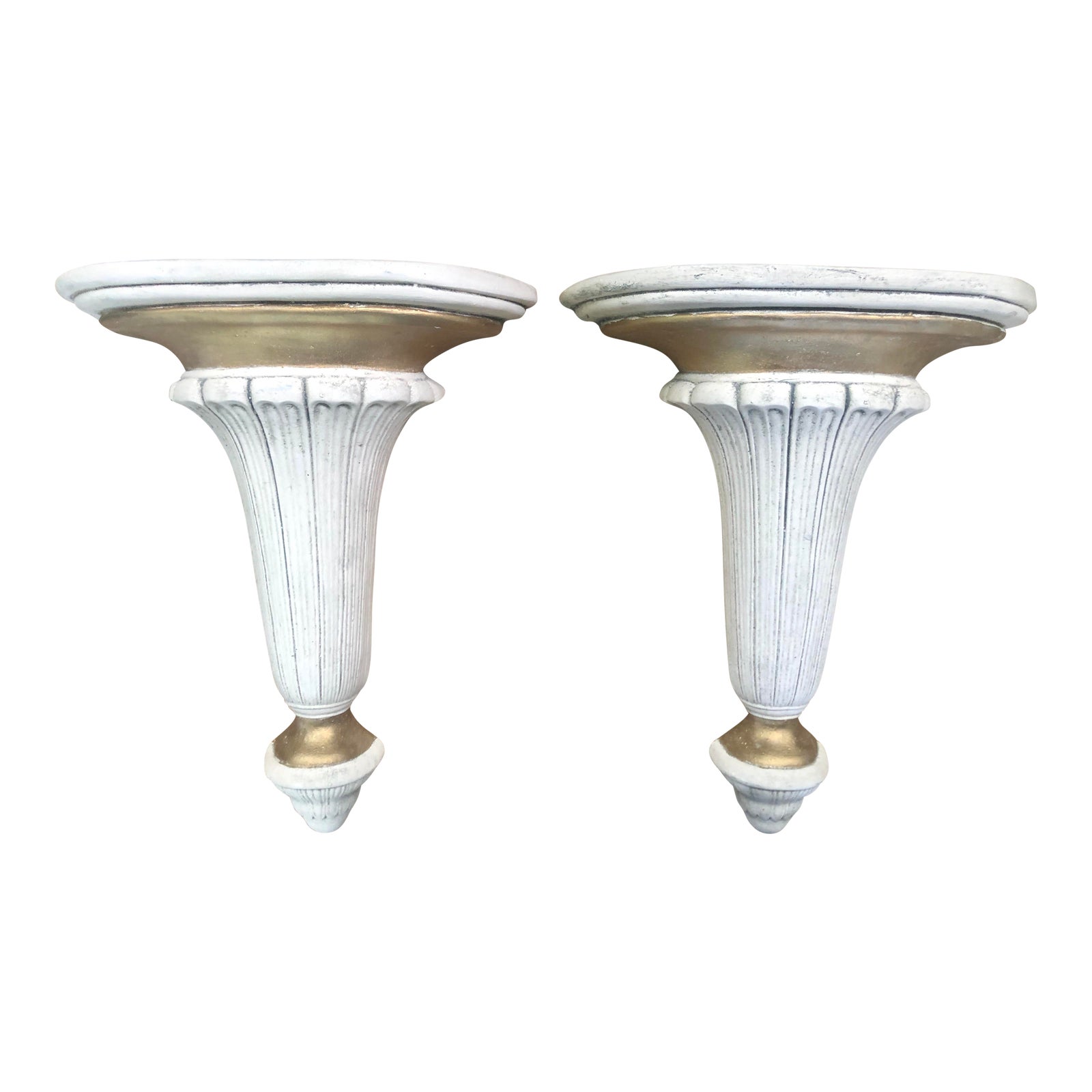 Neoclassical Hollywood Regency Gilt Plaster Wall Shelf Bracket Corbels ...