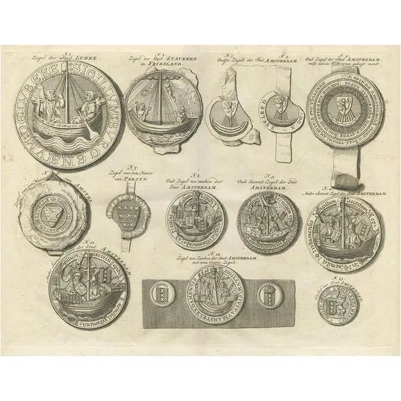 Seals of Lubeck, 1767, Paper | Chairish