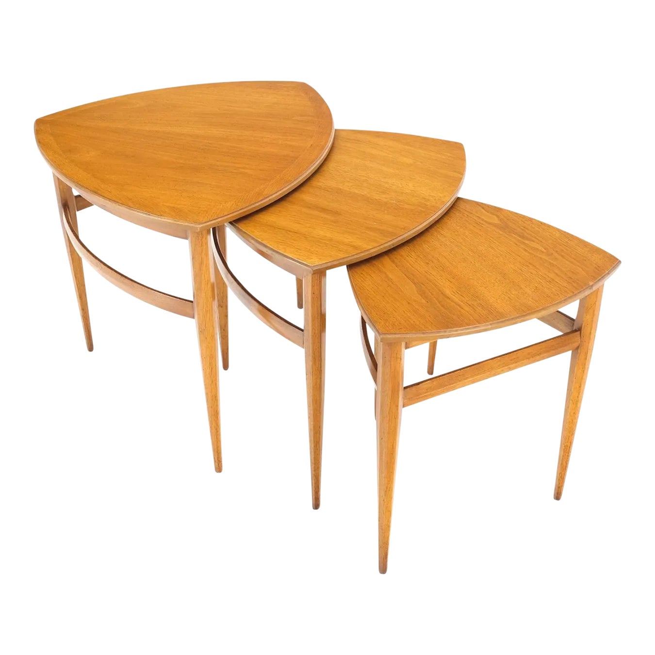 Set of 3 Mid Century Modern Three Rounded Triangle Shape Nesting Stacking Tables Chairish