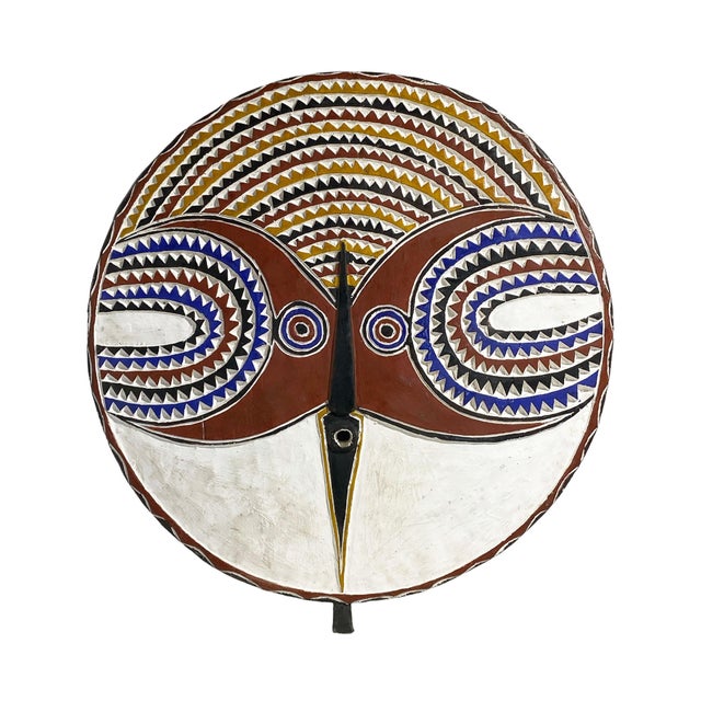 Lg African Baule Tribe Moon Mask 33.75" H by 31" W | Chairish