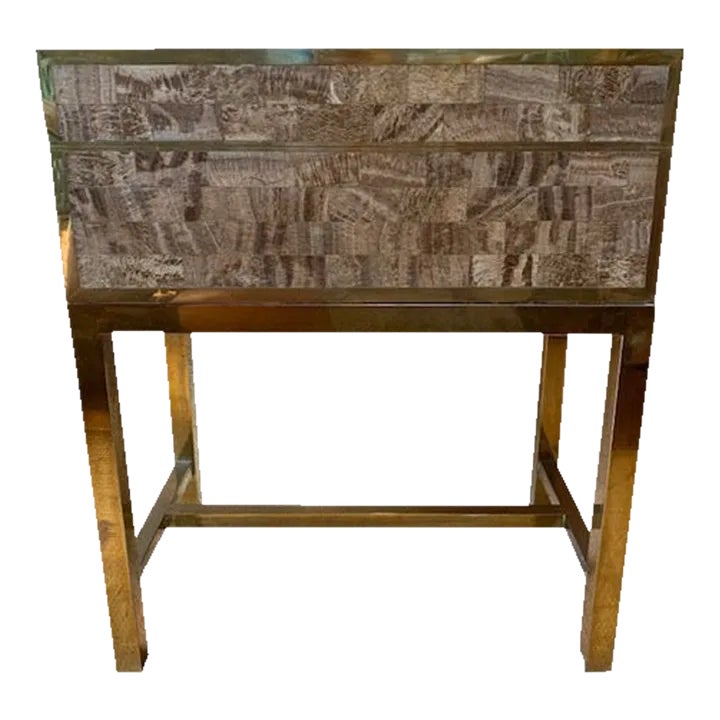 Vintage Brass and Tessellated Stone Box on Stand Drinks Table/Side ...