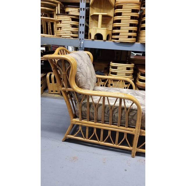 1950s Restored Rattan Three-Strand Arms Chaise Lounge With Reed Rattan ...
