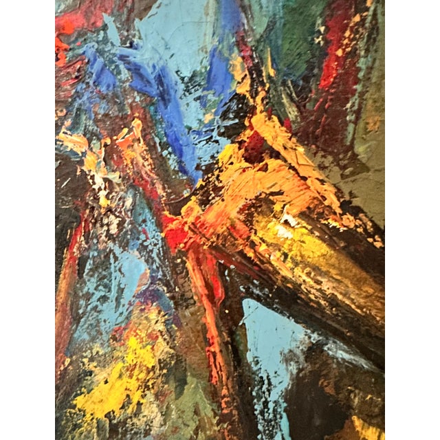 Vintage Bold Color Abstract Painting | Chairish