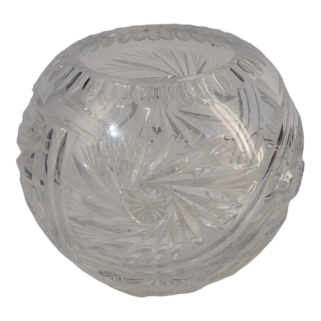 Vintage Cut Crystal Sunburst Rose Bowl Vase | Chairish