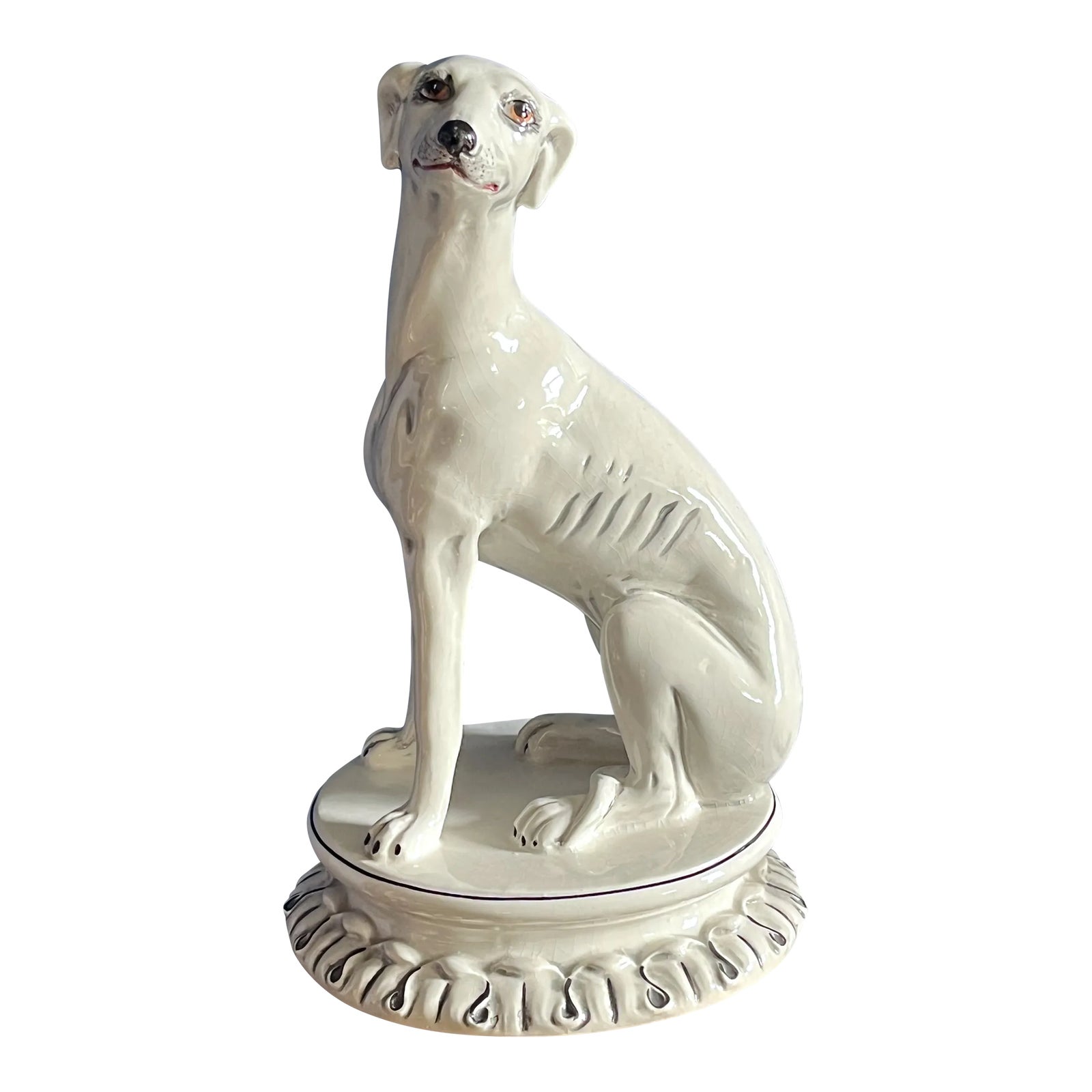 Vintage Italian Ceramic Greyhound Dog | Chairish