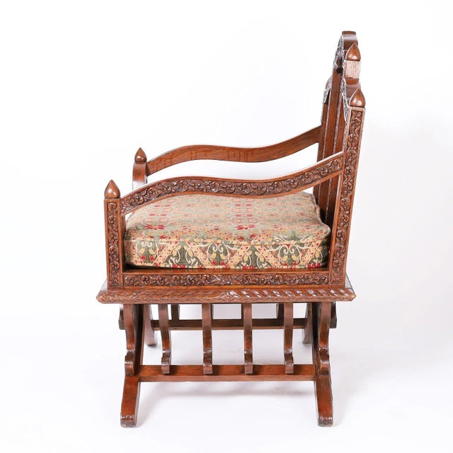 Pair of Thai Rosewood Elephant Saddle Style Chairs | Chairish