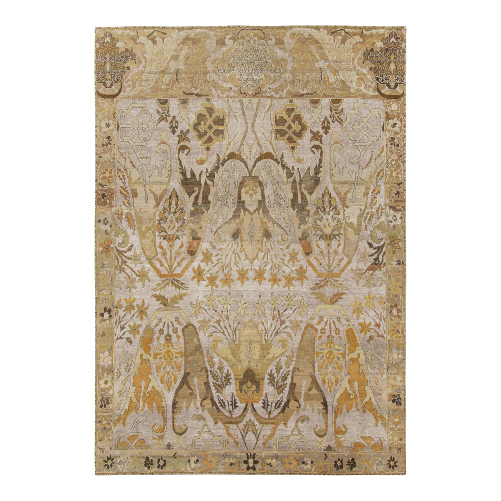 Rug & Kilim’s Persian Style Rug in Lavender With Brown and Gold Floral ...