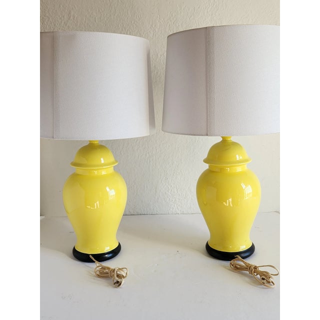 Vintage Yellow Ginger Jar Table Lamps-A Pair | Chairish