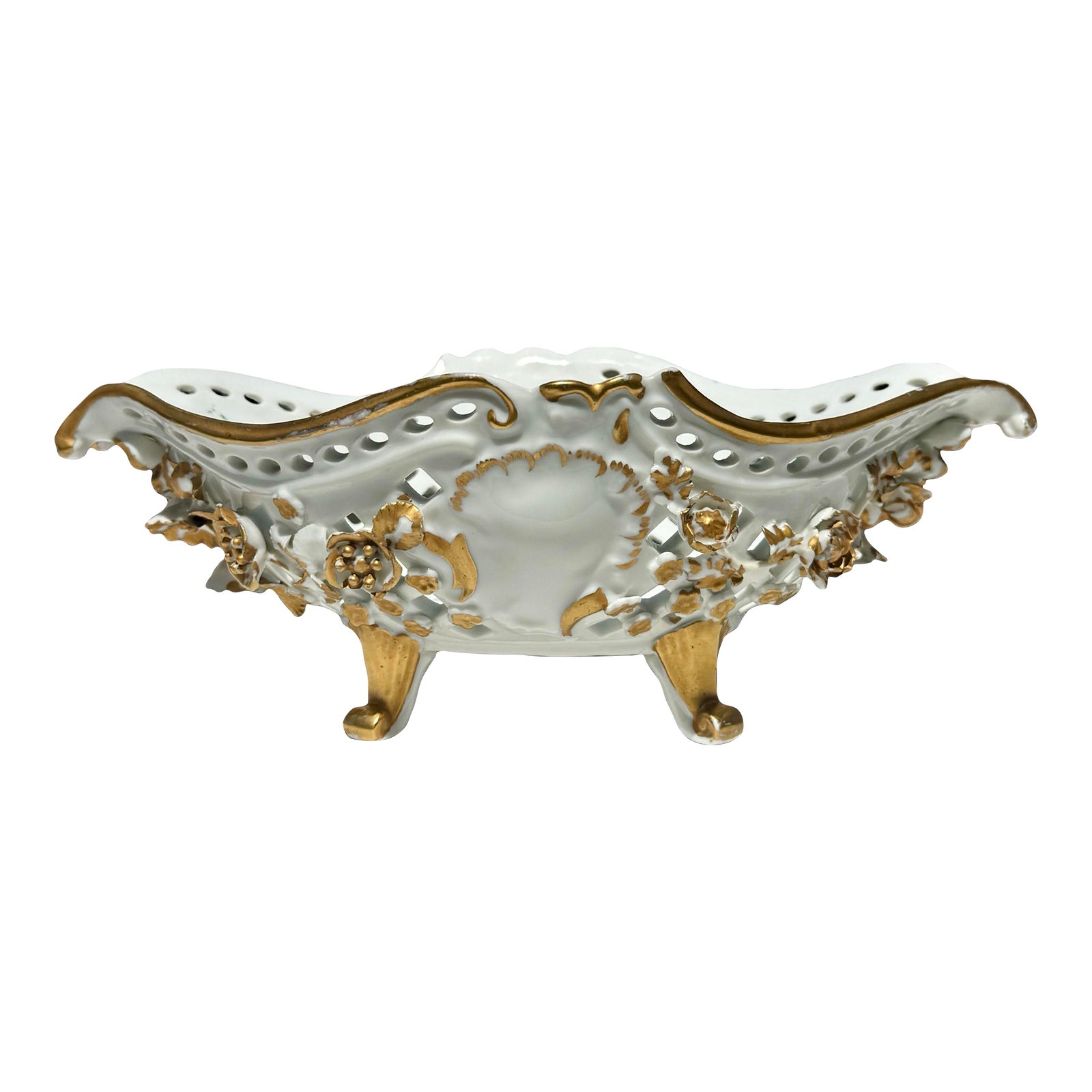 Antique French European Porcelain Compote Centerpiece Footed Bowl With ...