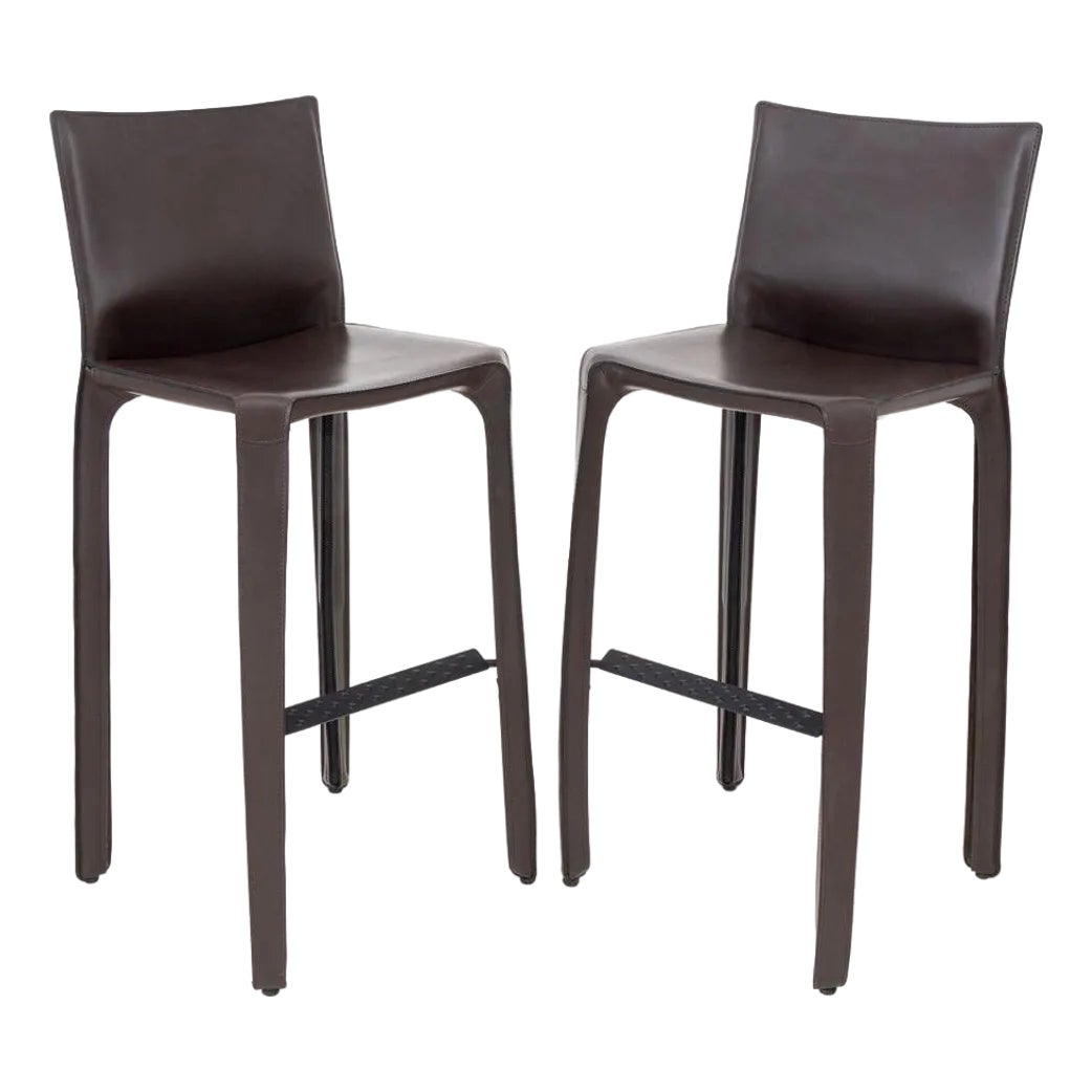 Mario Bellini X Cassina "Cab 410" Bar Stools, Pair | Chairish