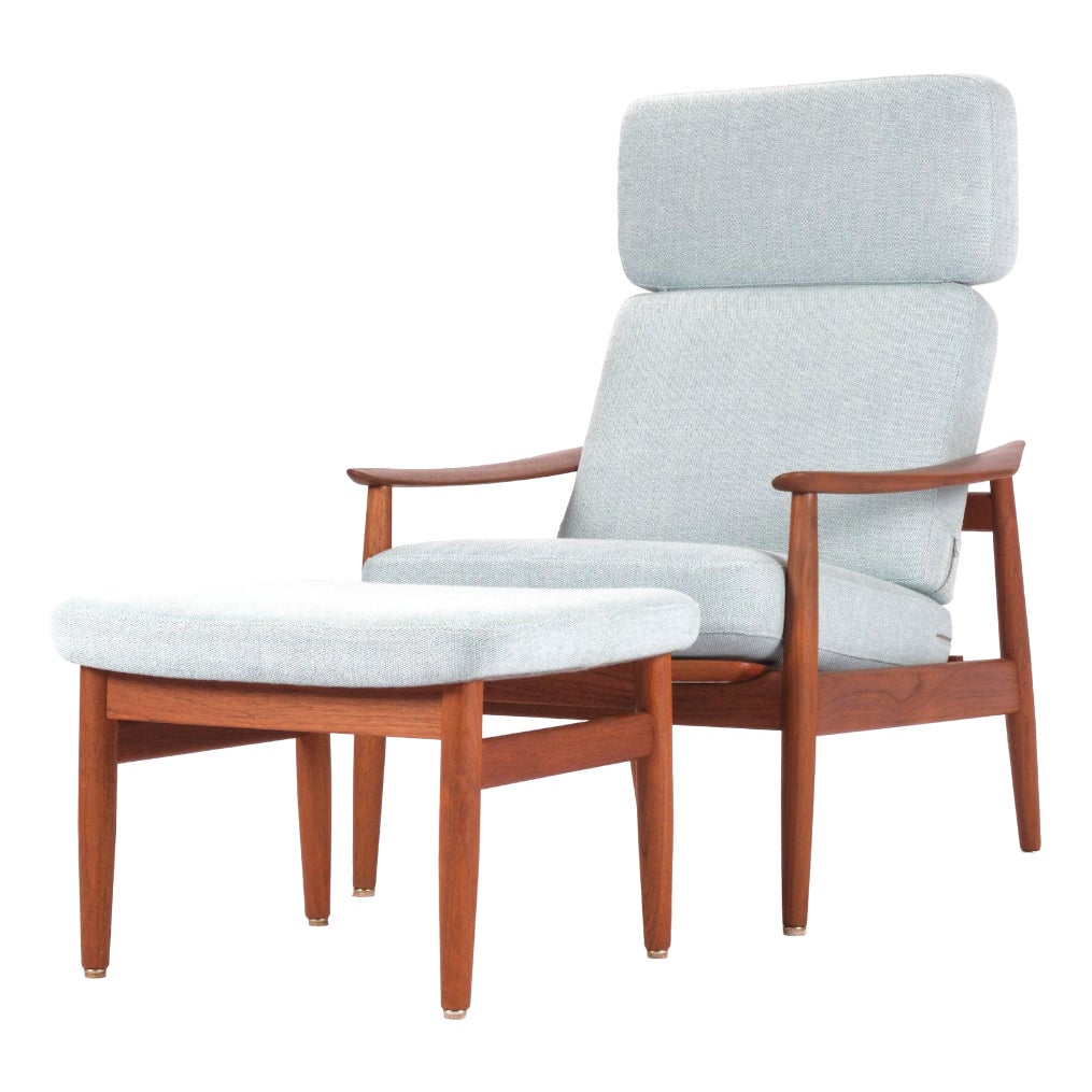 FD-164 Army Chair with Footstool by Arne Vodder for Cado, Set of 2 ...