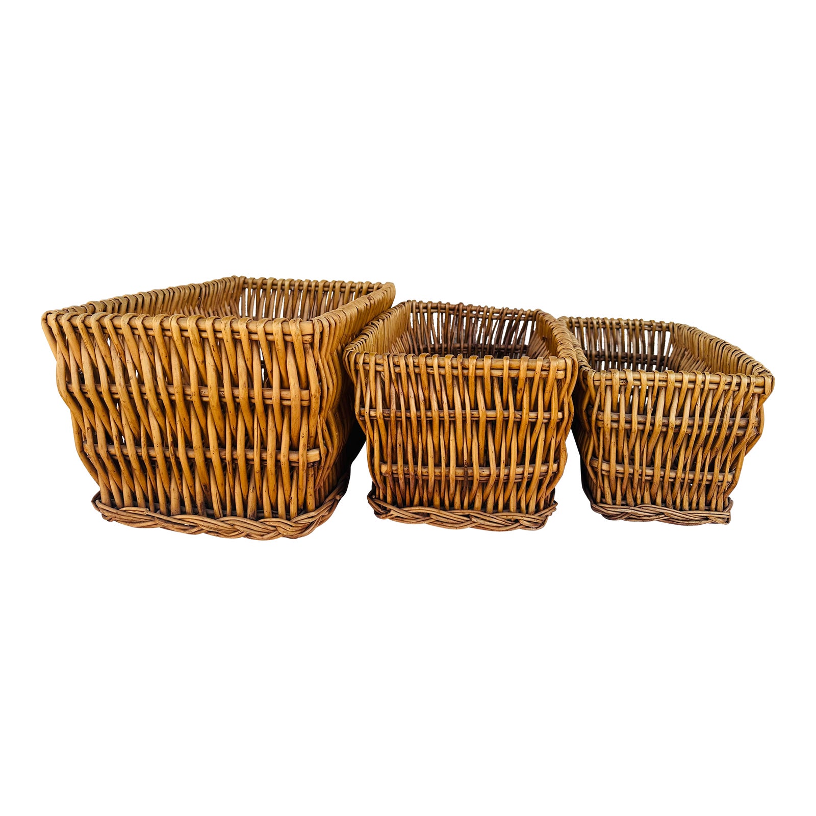Set of 3 Woven Wicker/Rattan Nesting Baskets | Chairish