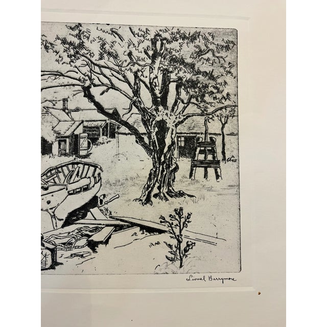 Circa 1932 Shoreside Farm Etching by Lionel Barrymore | Chairish