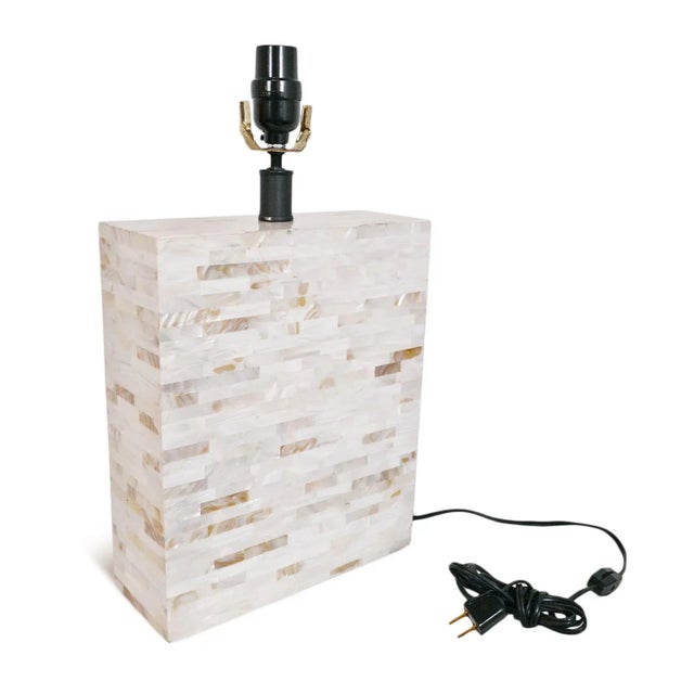 Contemporary White Mother of Pearl Lamp Base | Chairish