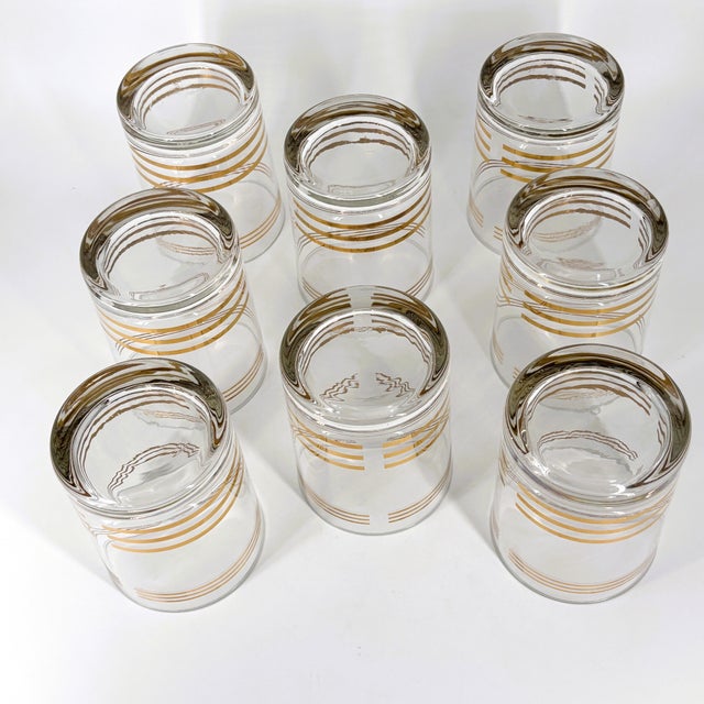 Mid 20th Century Modern Gold Banded Lowball Glasses Set of 4 Mad Men ...