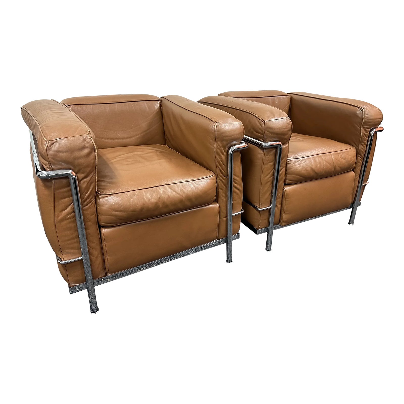 1970s Pair of Lc2 Leather Club Chairs by Le Corbusier for Cassina ...