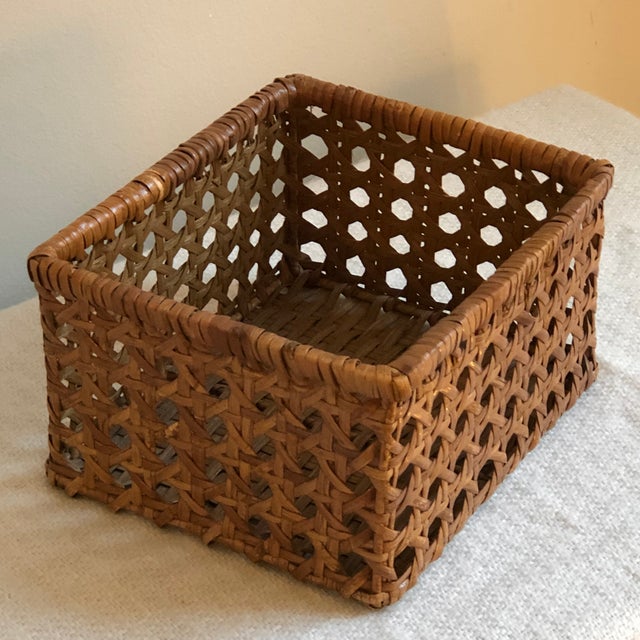 Vintage Mid-20th Century Cane & Wicker Basket | Chairish