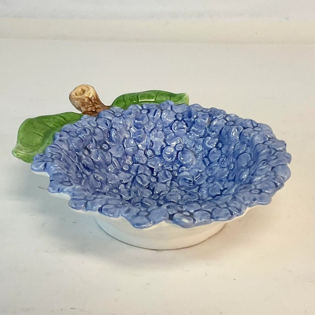 1990s Vintage Hollywood Regency Majolica Hydrangea Catchall Dish | Chairish