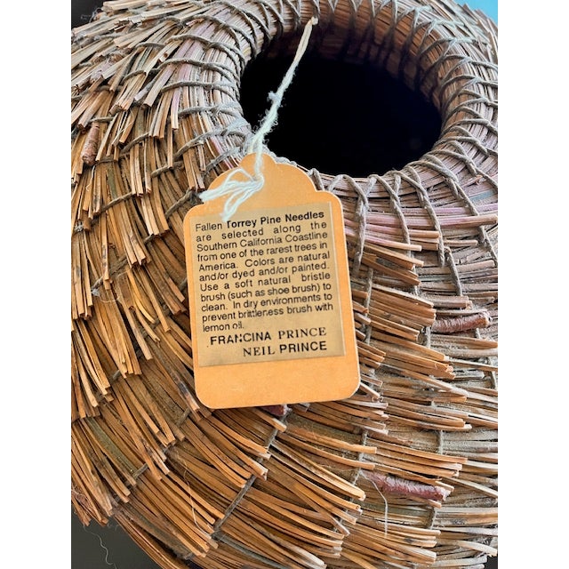 Late 20th Century Pine Needle Basket by Francine and Neil Prince | Chairish