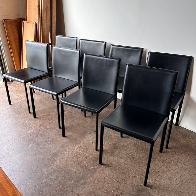 Calligaris Black Italian Leather Dining Chairs - S/6 | Chairish