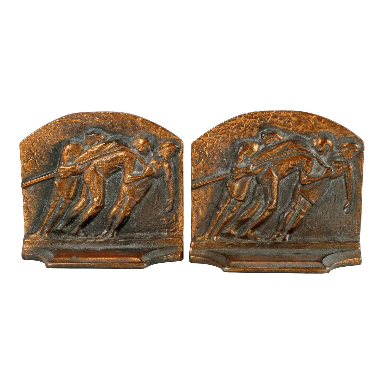 Pair of Galley Slaves Iron Bookends Circa 1925 | Chairish
