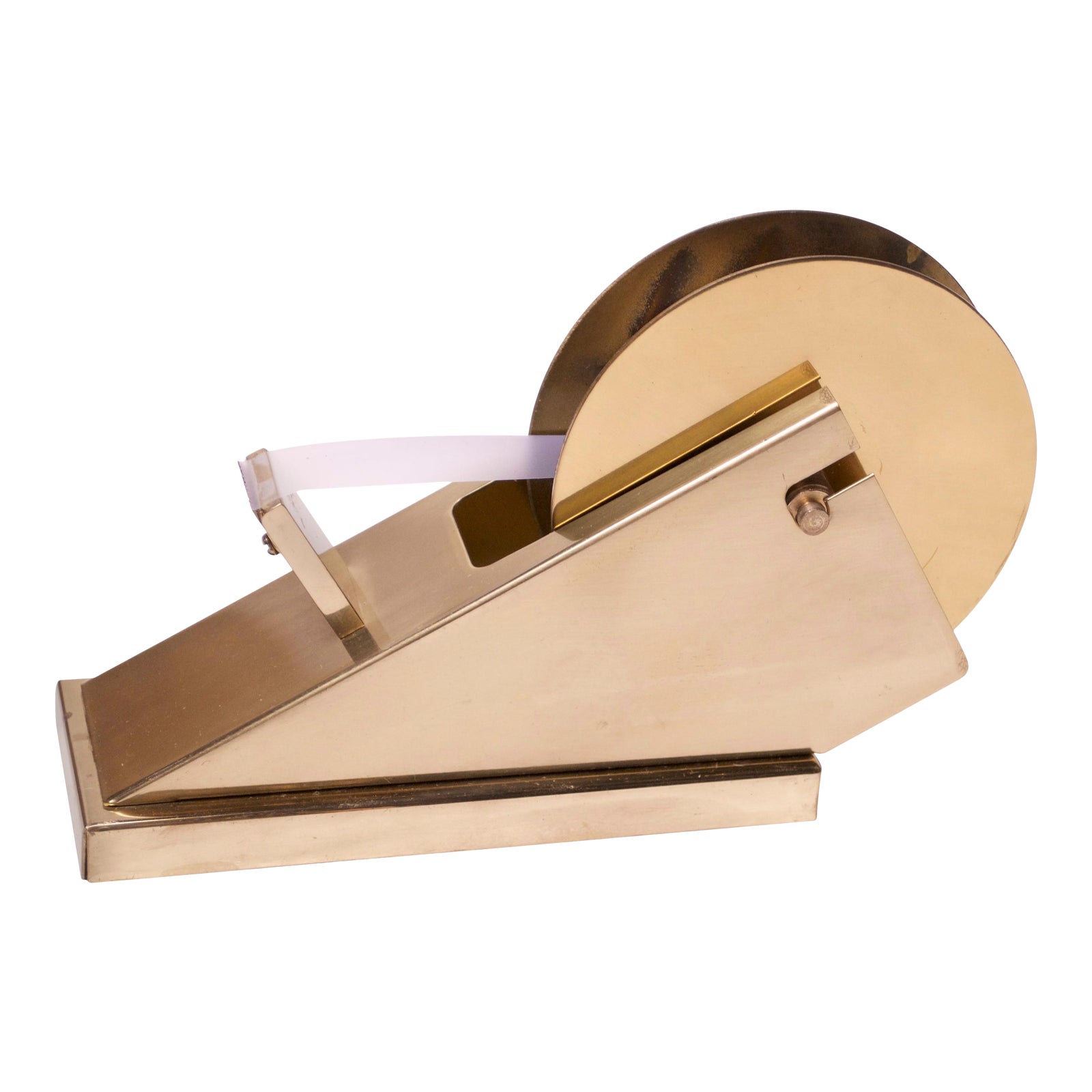 1970s Modernist Polished Brass Tape Dispenser | Chairish