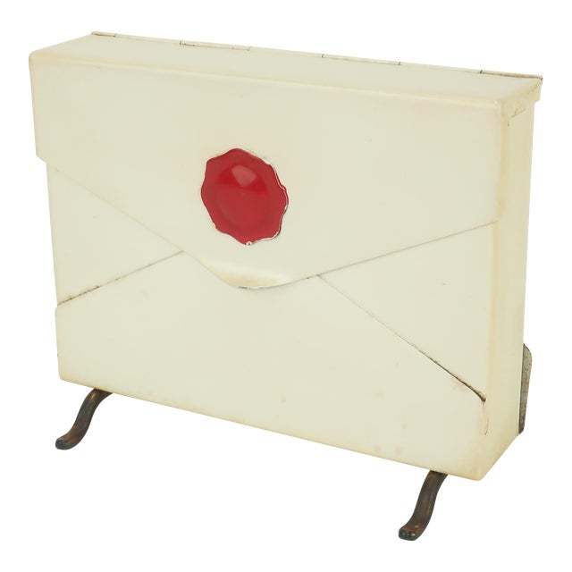 Metal Faux Letter Stationery Box & Holder, 1950’s | Chairish