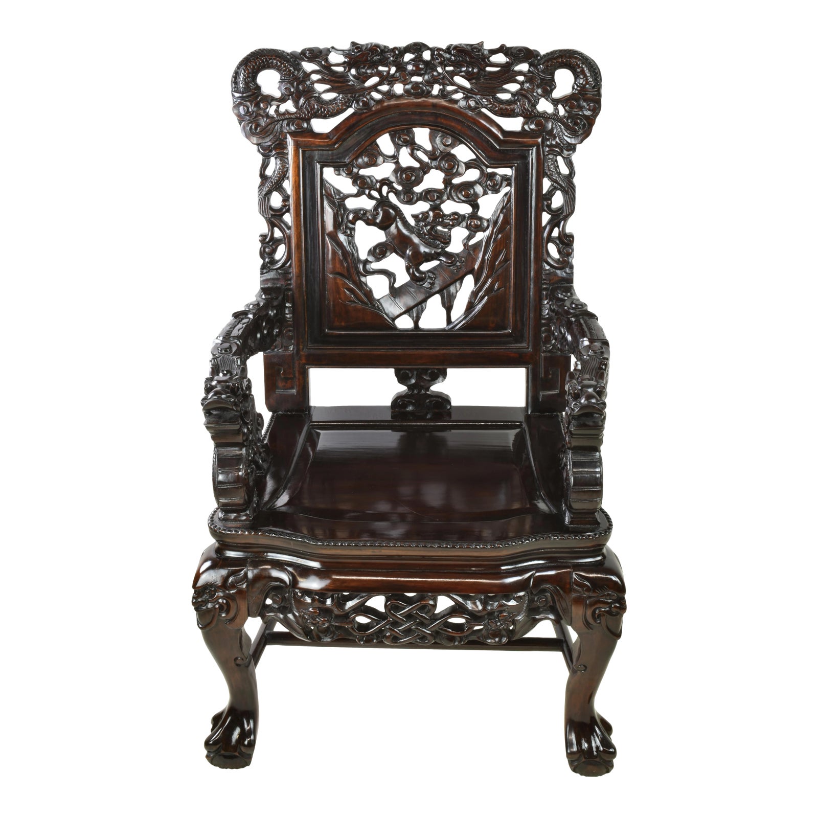 Chinese Minguo Style Vintage Hardwood Richly Craved Hongmu With ...