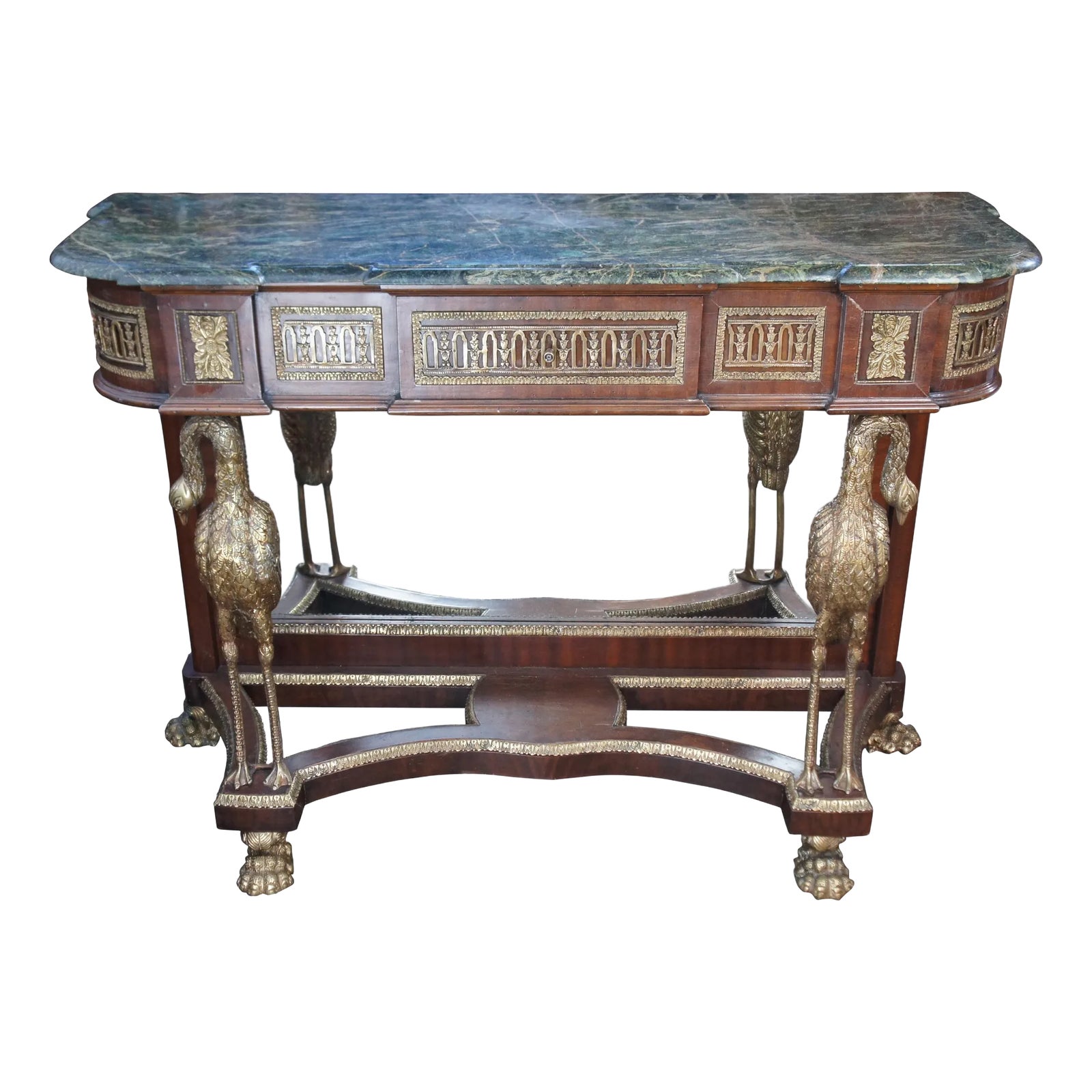 French Empire Napoleon III Style Mahogany & Bronze Figural Pier Console ...