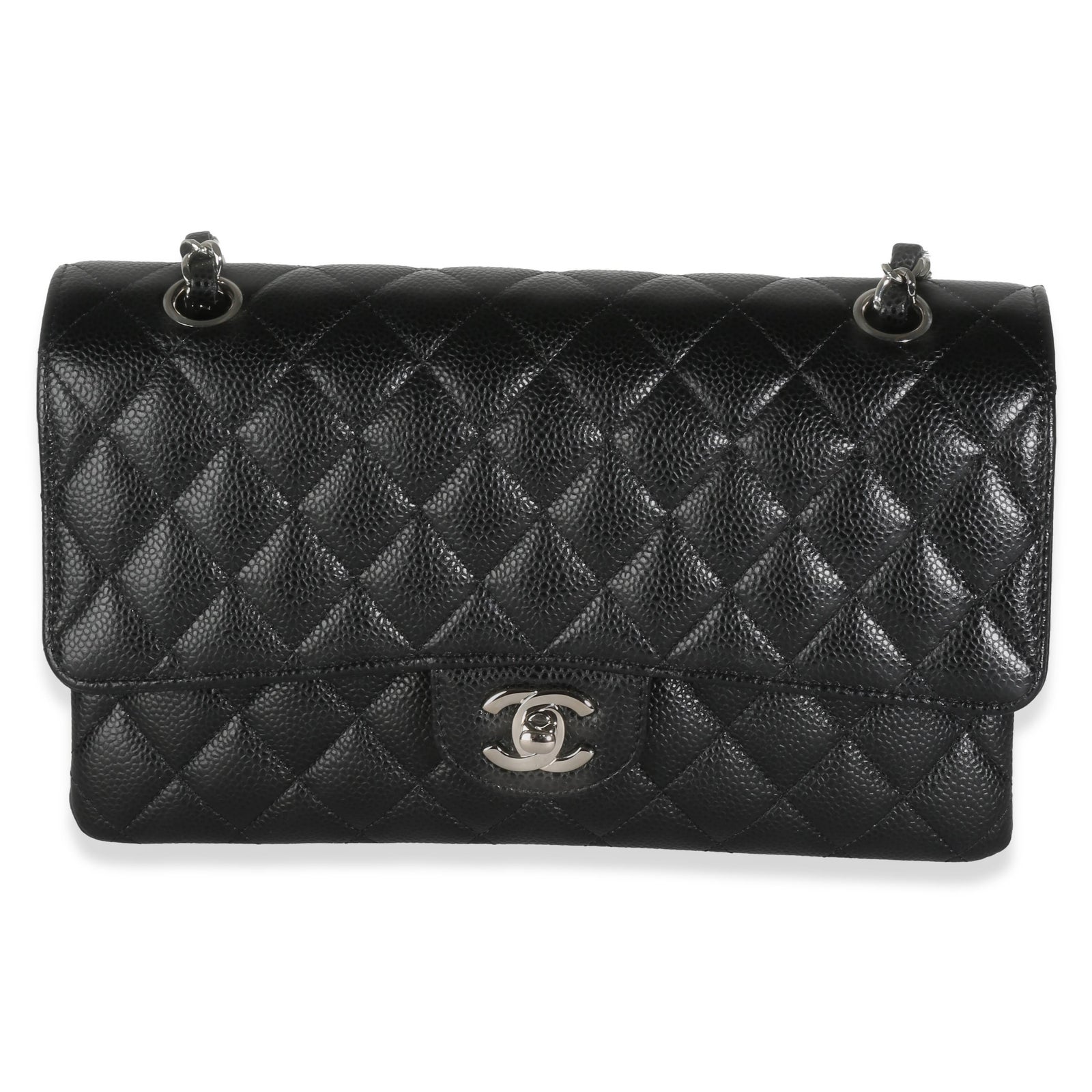 Chanel Black Quilted Caviar Medium Classic Double Flap Bag | Chairish