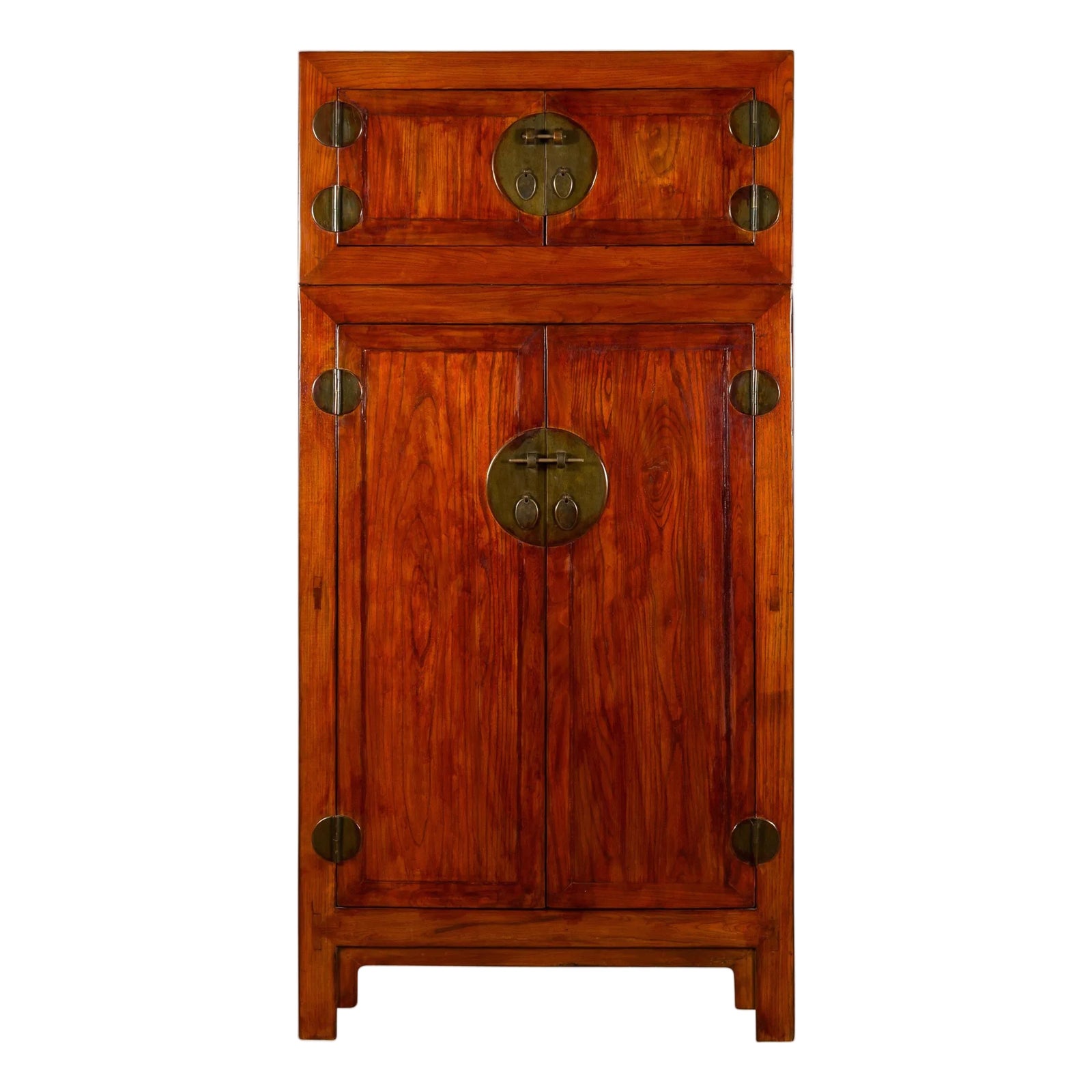 Qing Dynasty 19th Century Elmwood Reddish Brown Lacquered Compound ...