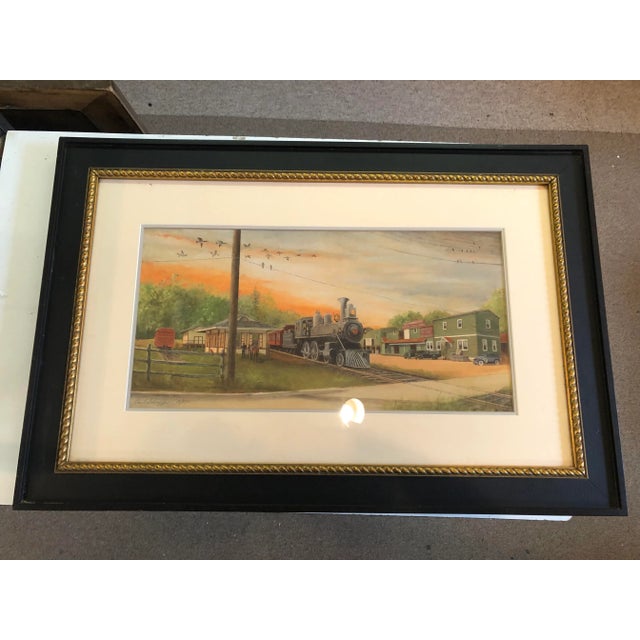 Original Lithograph of a Steam Locomotive in the Station | Chairish