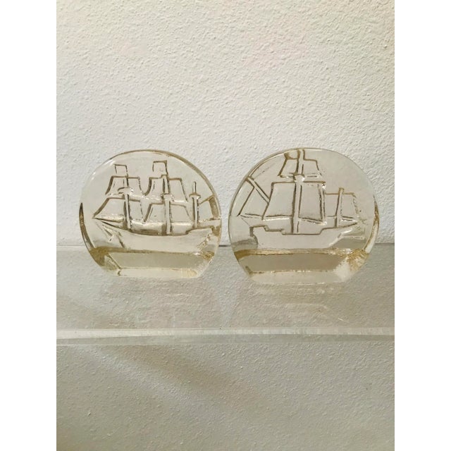 Mid Century Vintage Blenko Glass Nautical Ship Bookends - a Pair | Chairish