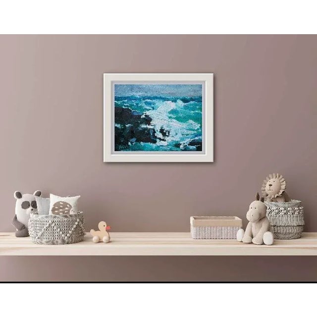 Contemporary Seascape Oil Painting Whitewater Patterns | Chairish