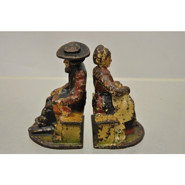 Antique Cast Iron Amish Man and Woman Couple Bookends - a Pair | Chairish
