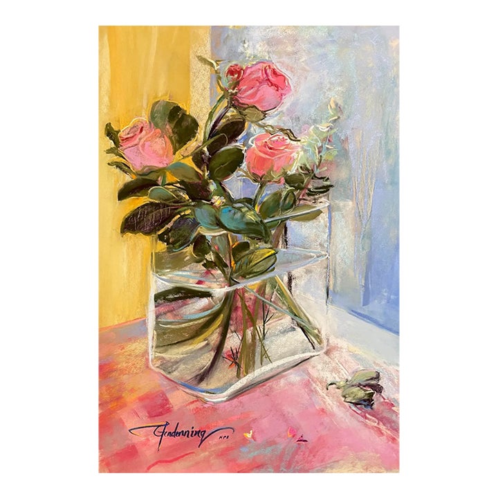 Susan Glendenning Rose Still Life Pastel | Chairish