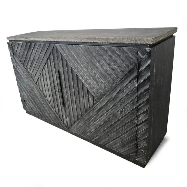 Stone & Rustic Wood Diamond Cabinet | Chairish