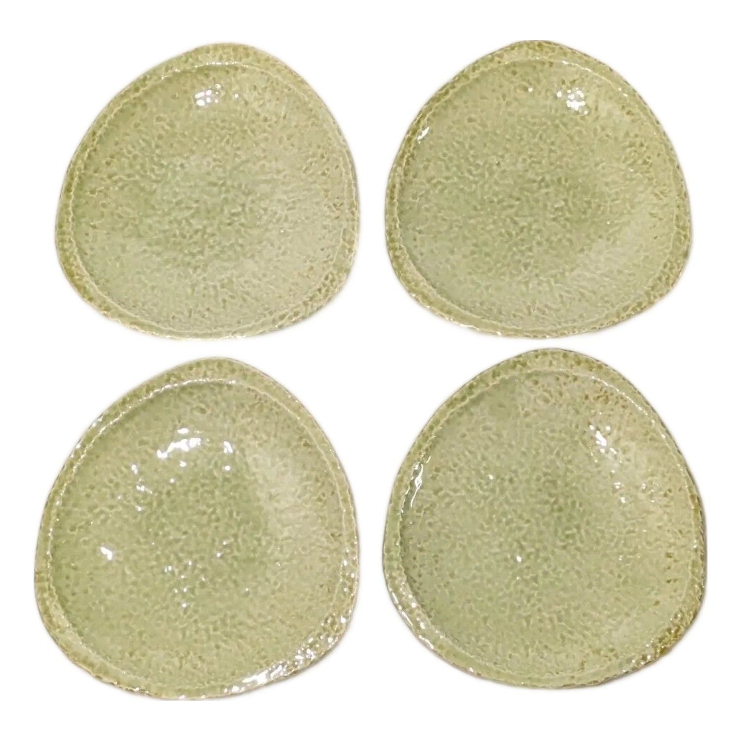 Fortunata Casa Mia Set of 4 Green Triangular Plates | Chairish