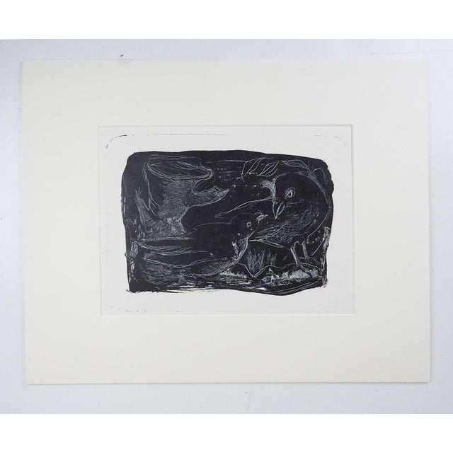 Contemporary Modernist Crow Raven Lithograph | Chairish