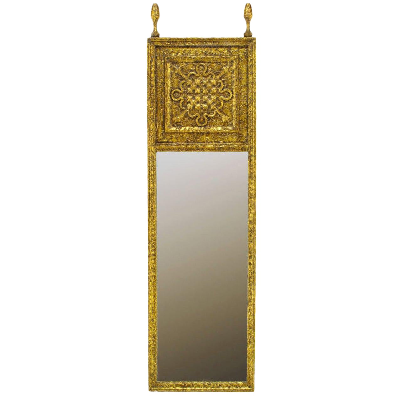 Gilt Moorish Trumeau Mirror With Finials & Arrow Cartouche | Chairish