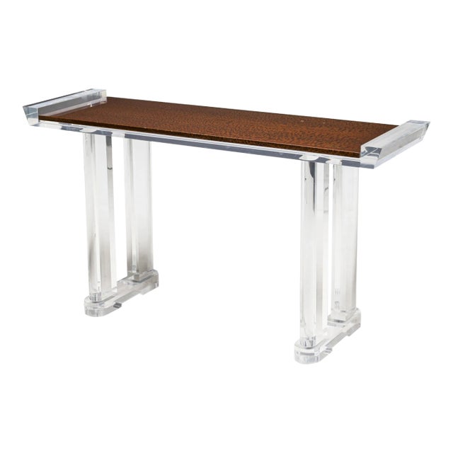 American Contemporary Lucite Console Table with Glass Top | Chairish