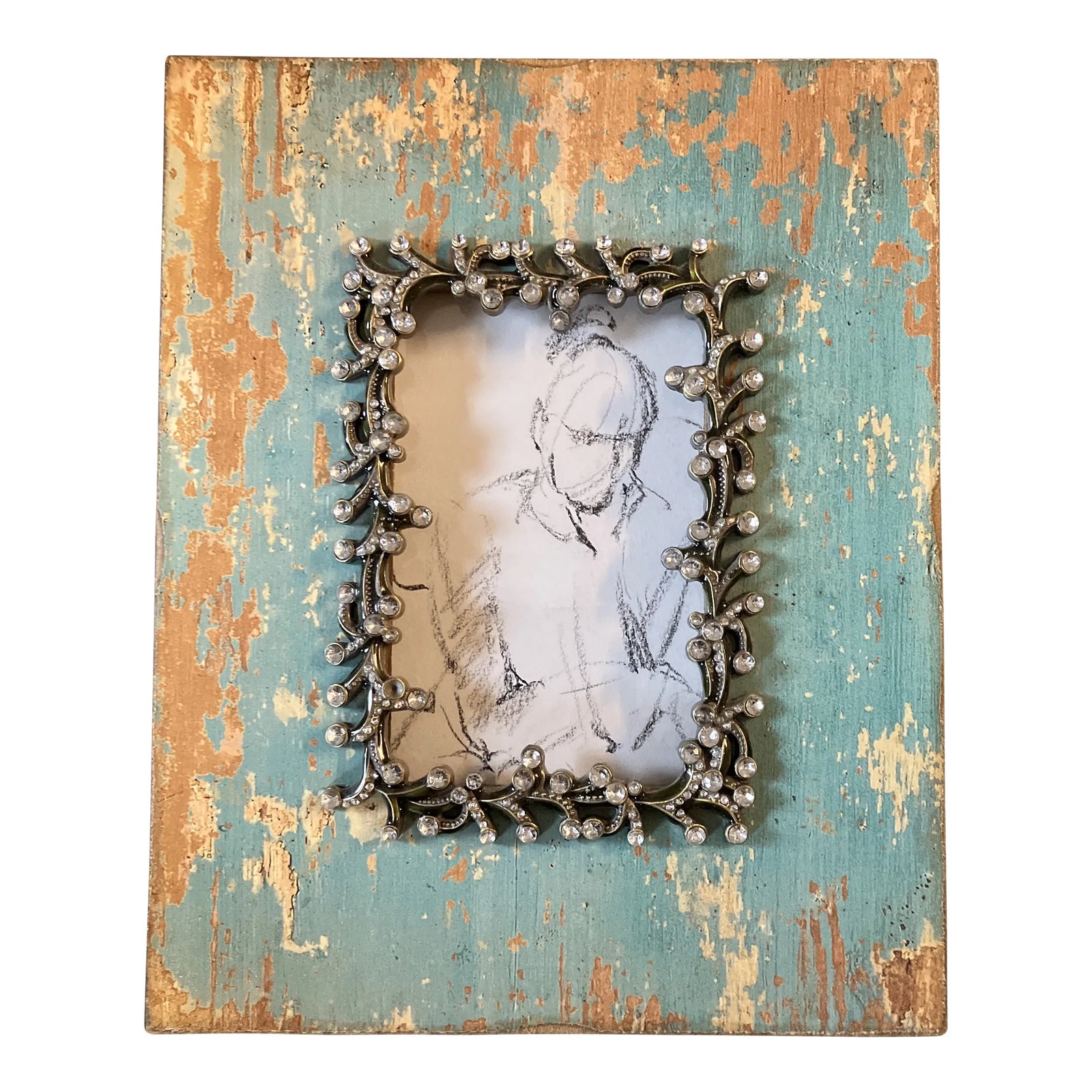 1970’s Original Abstract Charcoal Study Drawing Shabby Chic Frame ...