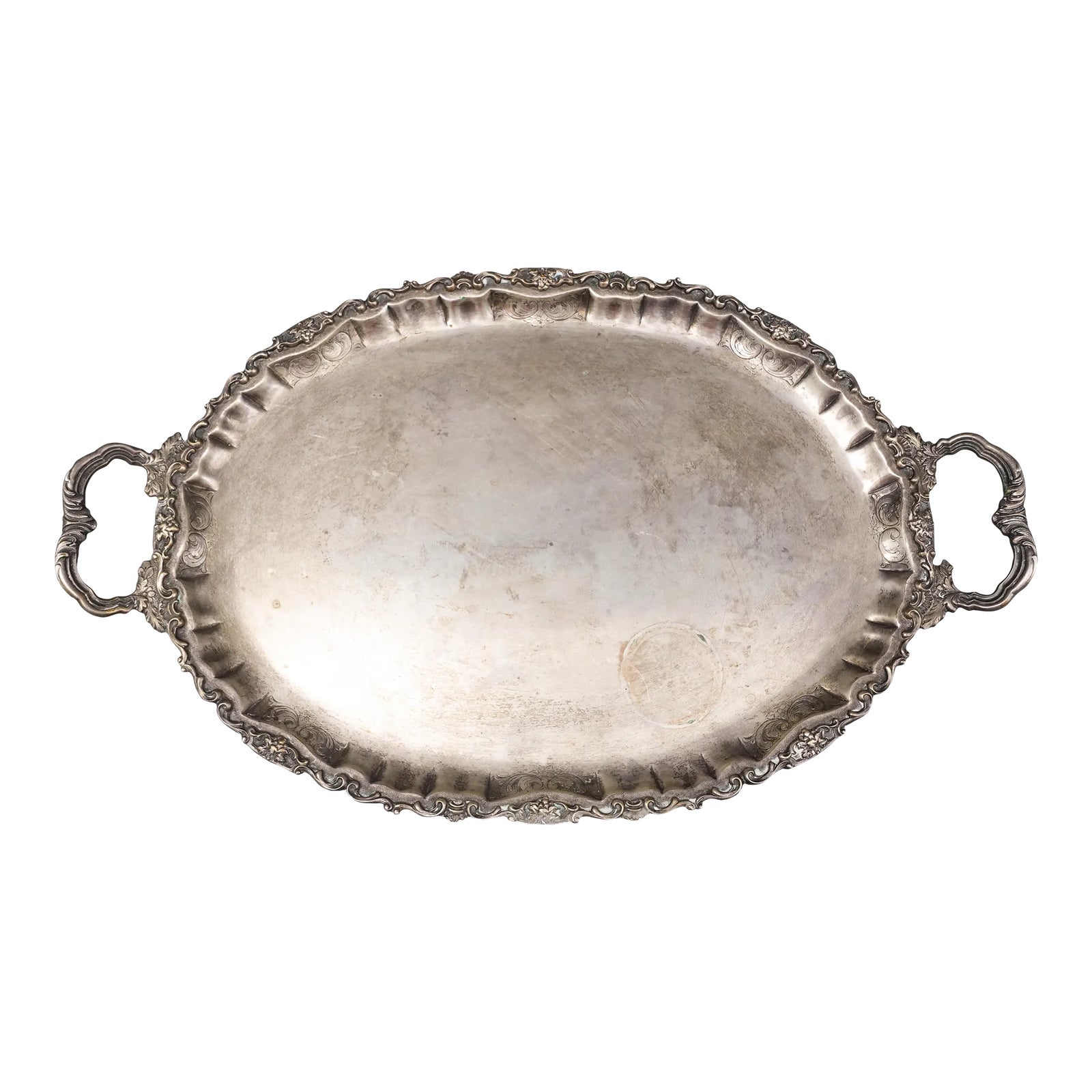 Mid 20th Century F.lli Peruzzi Italian 800 Silver Handled Serving Tray ...
