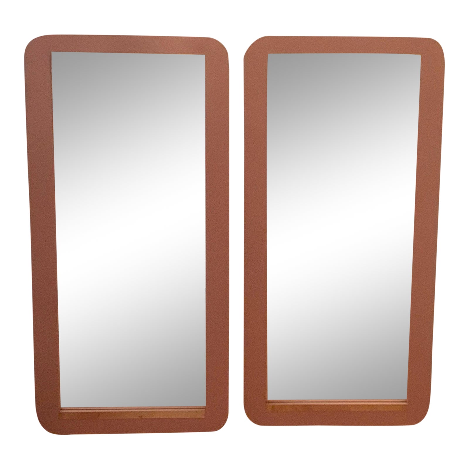 80s Pink Lacquer Blush and Gold Mirrors - Set of 2 | Chairish