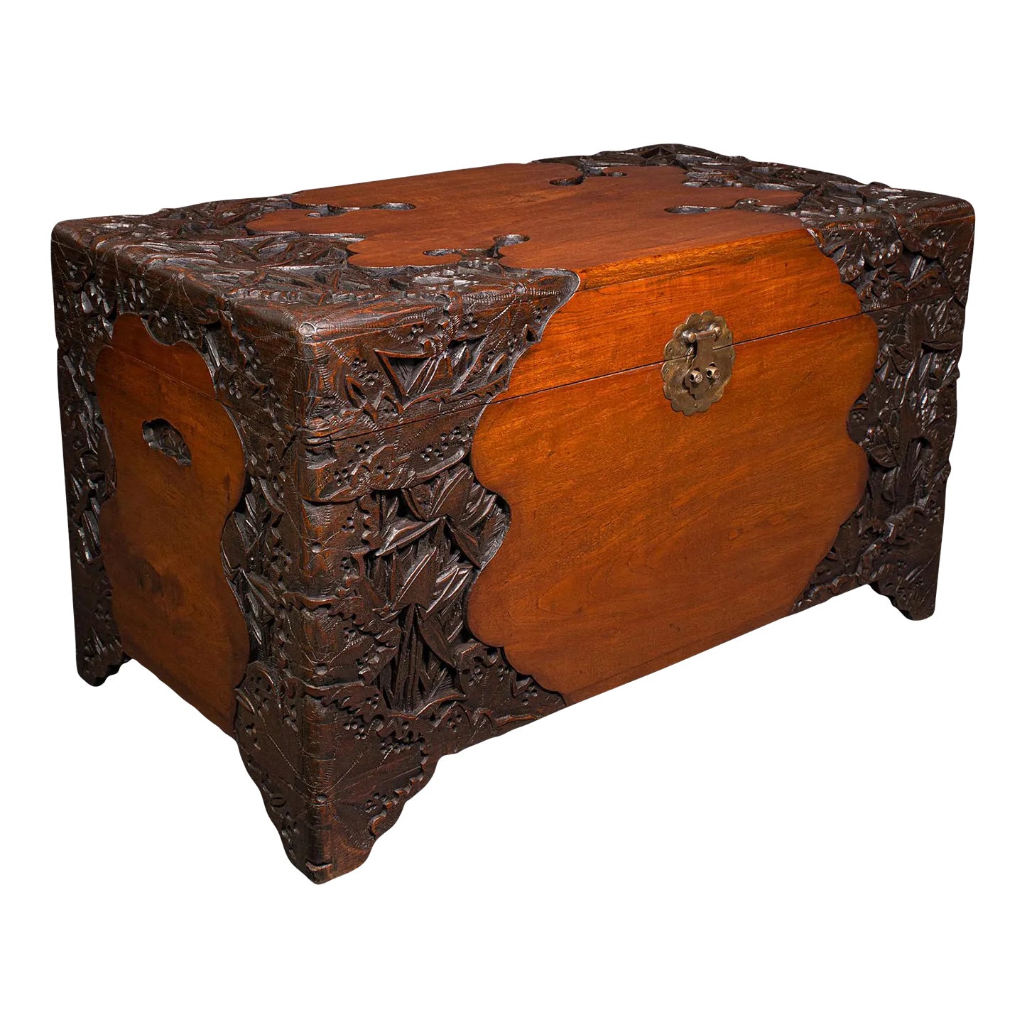 1930s Large Vintage Carved Linen Chest | Chairish