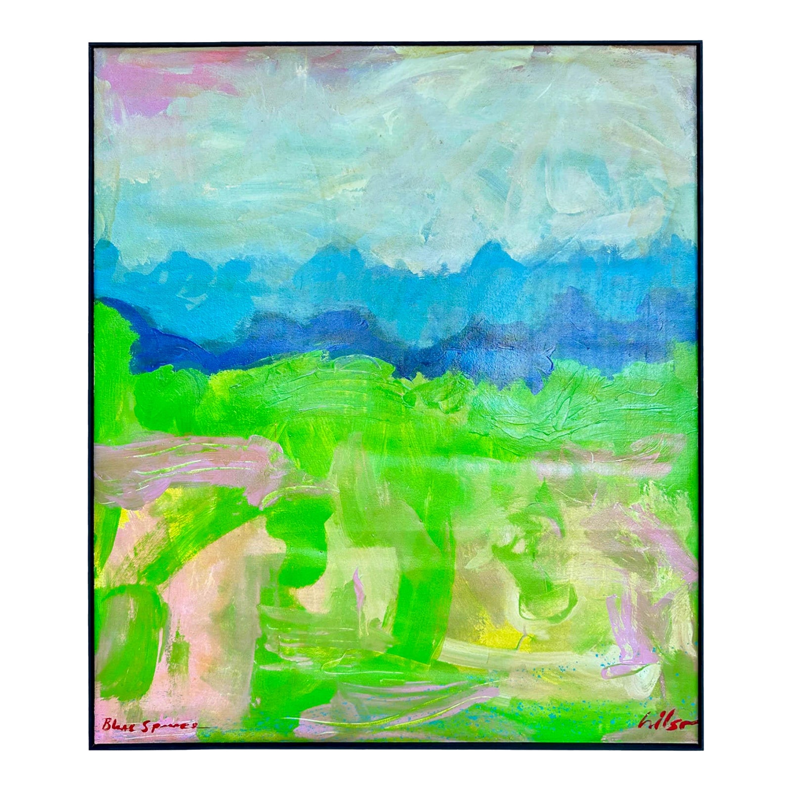 1980s “Blue Spruce” Acrylic on Canvas Abstract Landscape Painting by ...