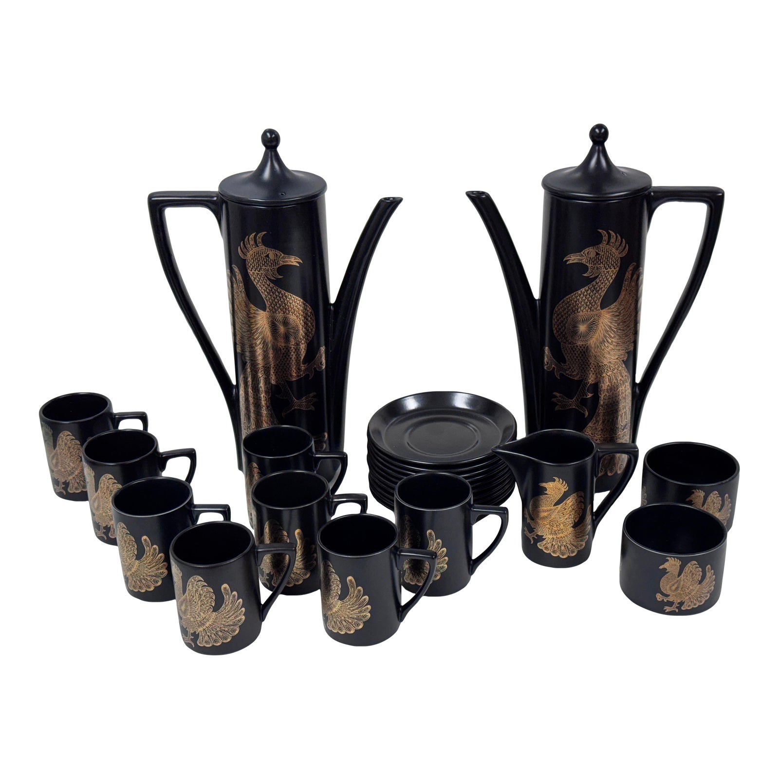 24 Piece Portmerion Phoenix Pottery Service by John Cuffley | Chairish