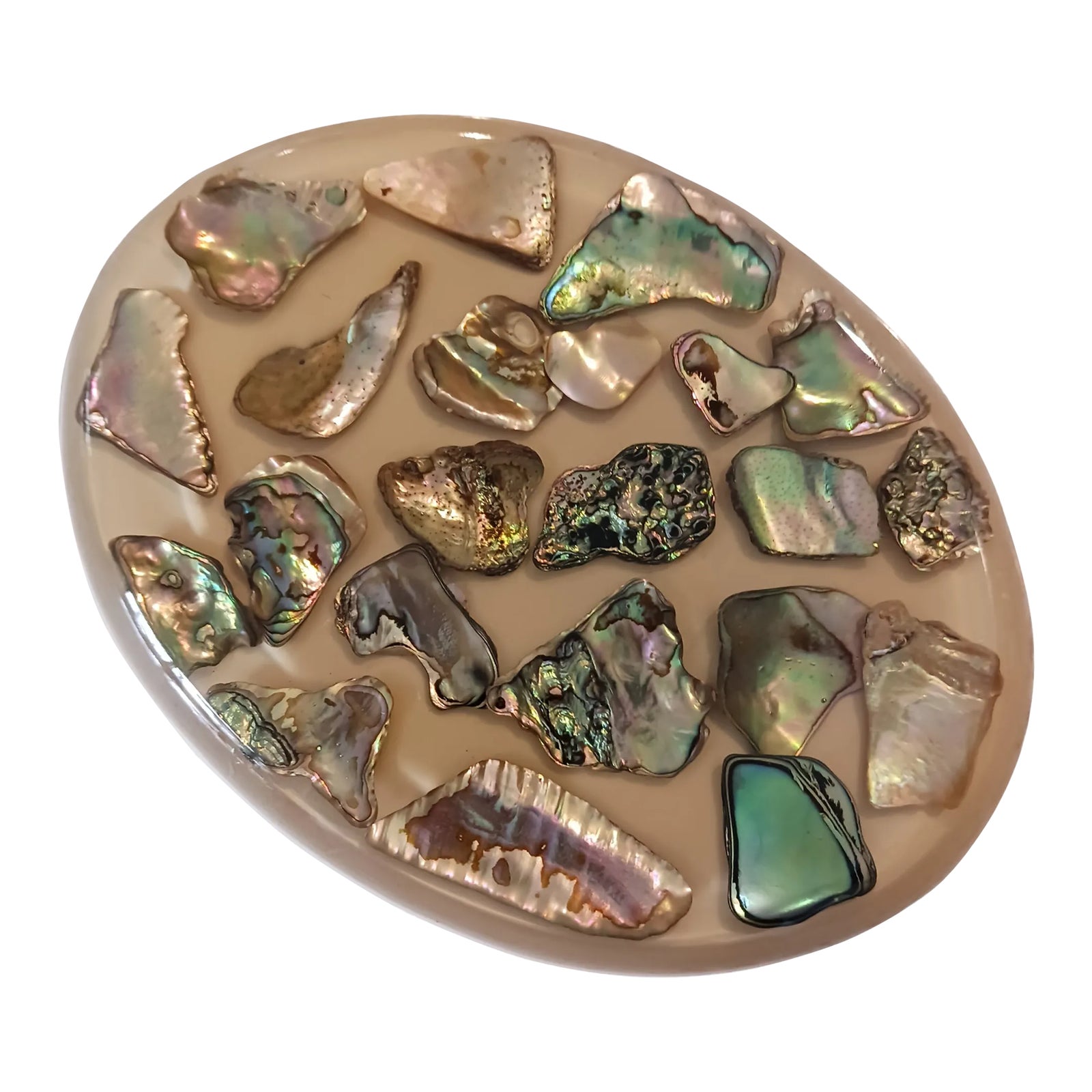 Vintage 1970s Abalone Lucite Trivet Hot Plate | Chairish
