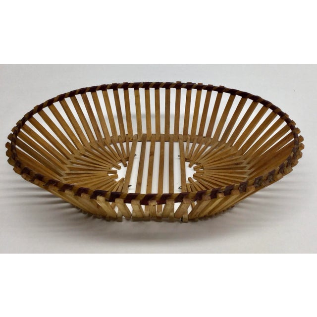 Vintage Oval Wood Woven Oblong Basket | Chairish